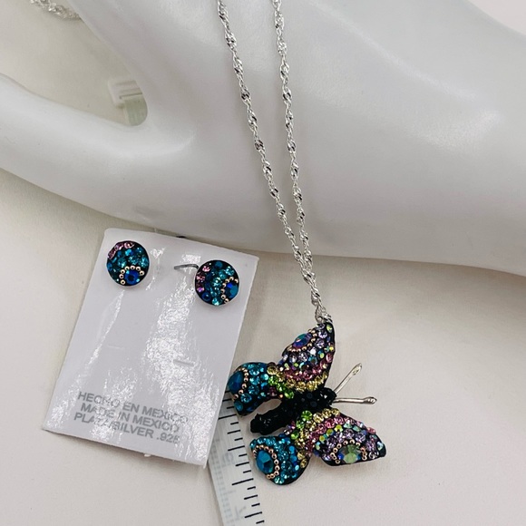 Jewelry | Mariposa Y Aretes Plata Mexicanabutterfly Pendant And ...